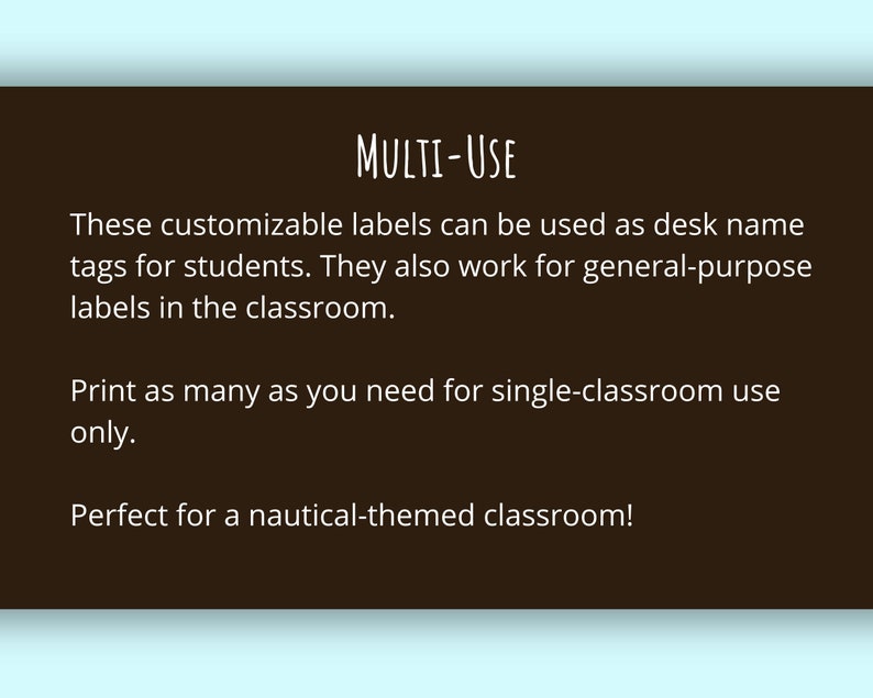Nautical Classroom Labels Blue | Printable and Editable | Desk Name ...