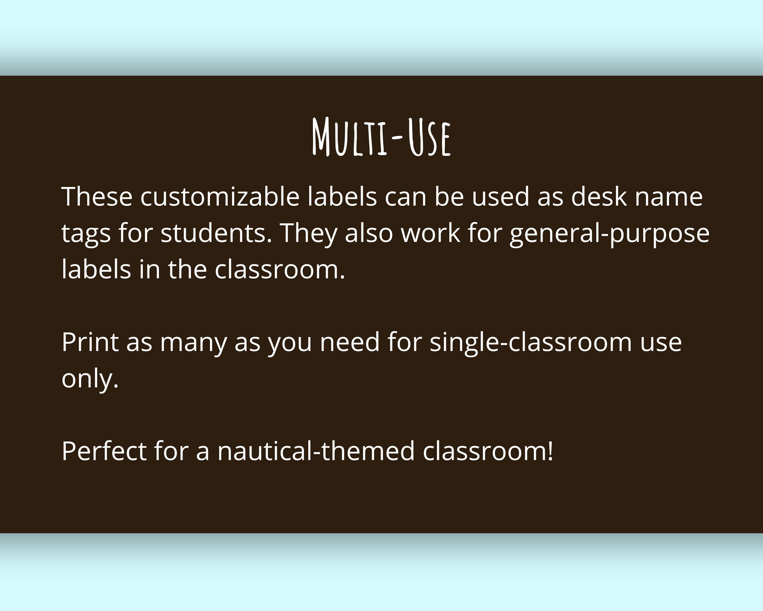 Nautical Classroom Labels Blue | Printable and Editable | Desk Name ...