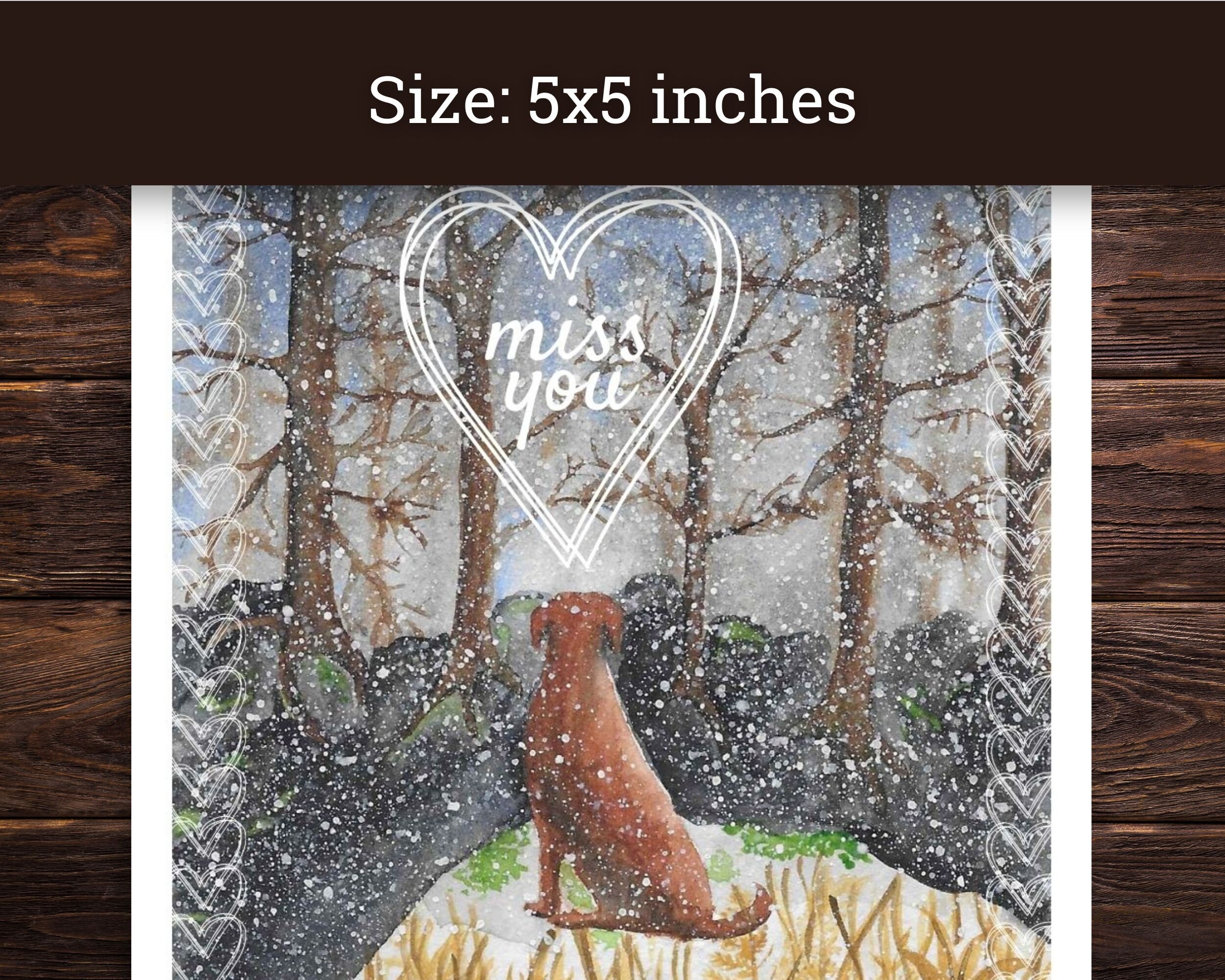 Printable miss You Watercolour Greeting Card With Dog - Etsy