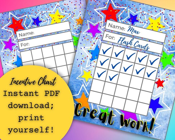 Printable Incentive Chart Blue Stars | Etsy