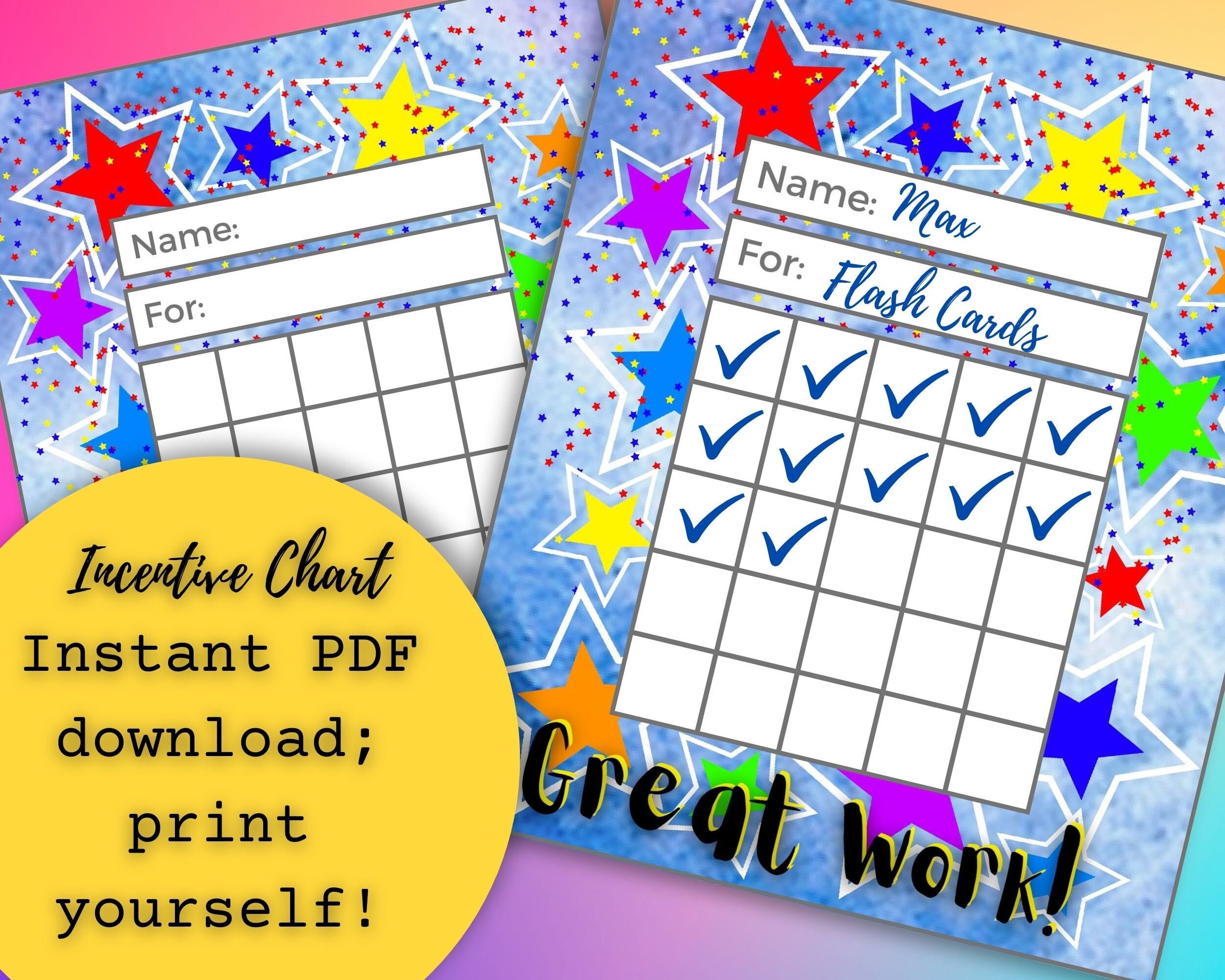 Printable Incentive Chart | Blue Stars - Etsy