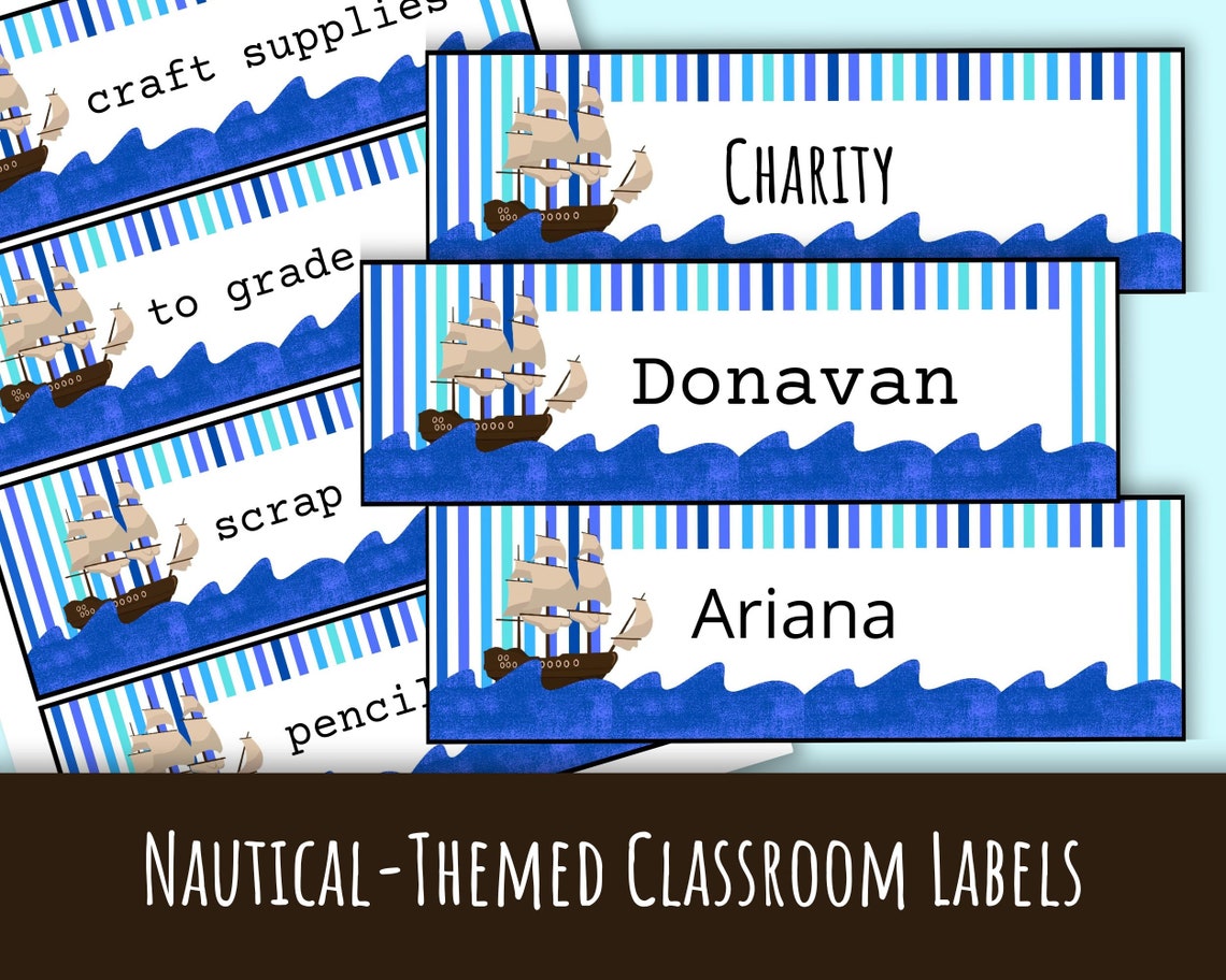 Nautical Classroom Labels Blue | Printable and Editable | Desk Name ...