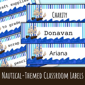 Nautical Classroom Labels Blue | Printable and Editable | Desk Name ...