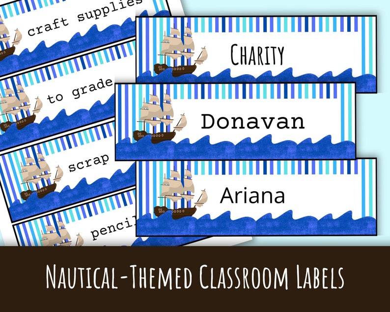 Nautical Classroom Labels Blue | Printable and Editable | Desk Name ...