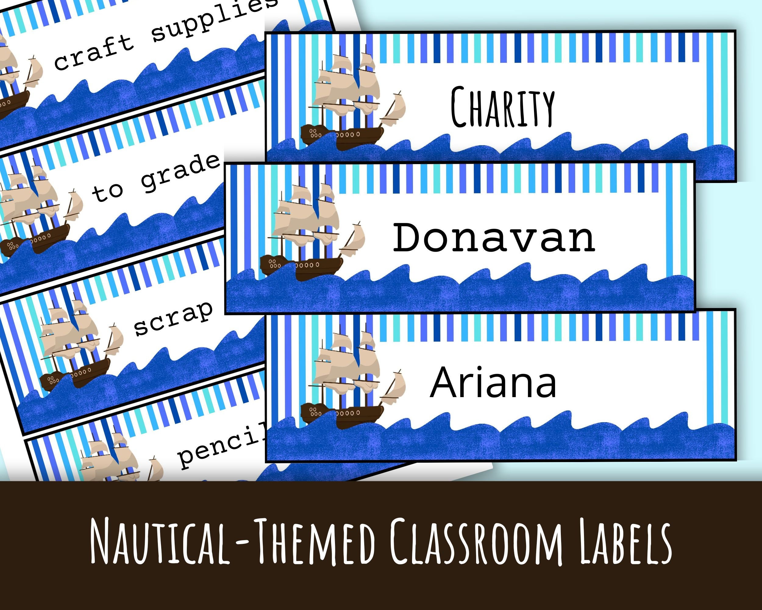Nautical Classroom Labels Blue | Printable and Editable | Desk Name ...