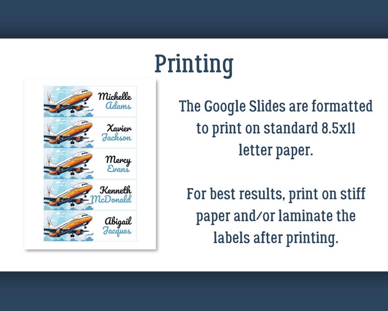 Airplane Desk Name Tags | Editable and Printable - Etsy