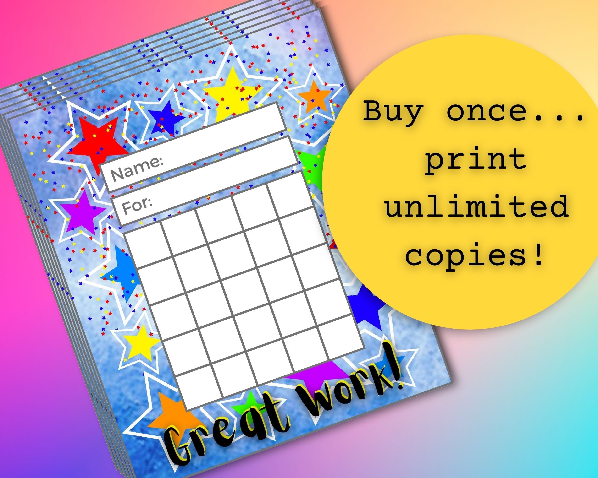 Printable Incentive Chart | Blue Stars - Etsy