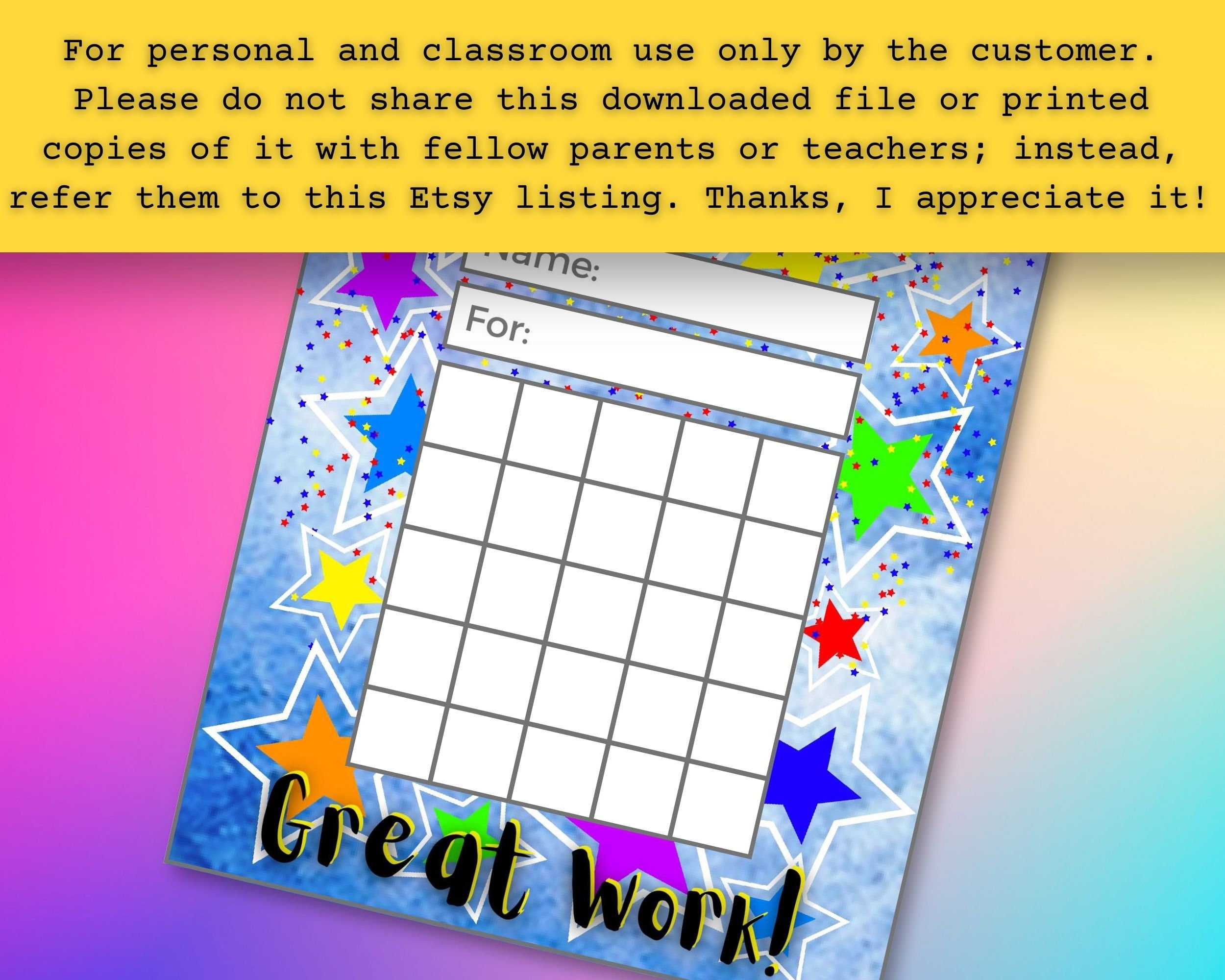 Printable Incentive Chart | Blue Stars - Etsy