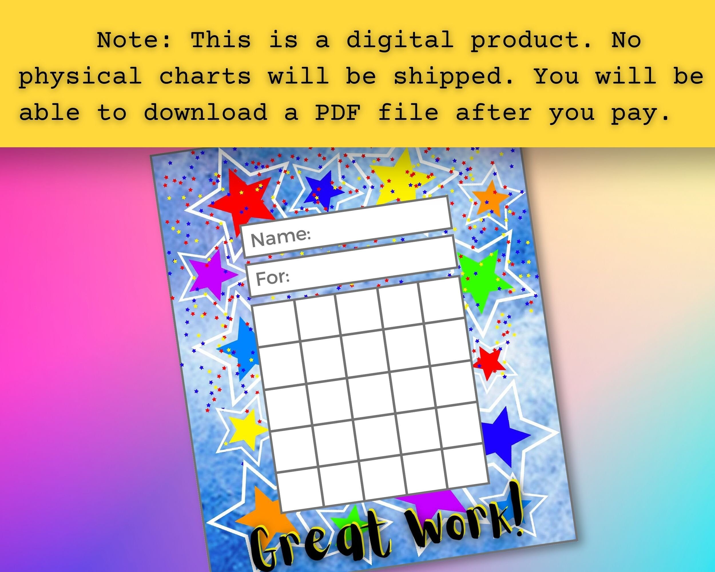 Printable Incentive Chart | Blue Stars - Etsy
