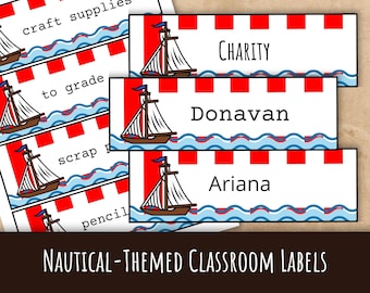 Nautical Classroom Labels Blue | Printable and Editable | Desk Name ...