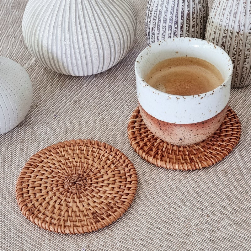 Rattan Coaster - Etsy