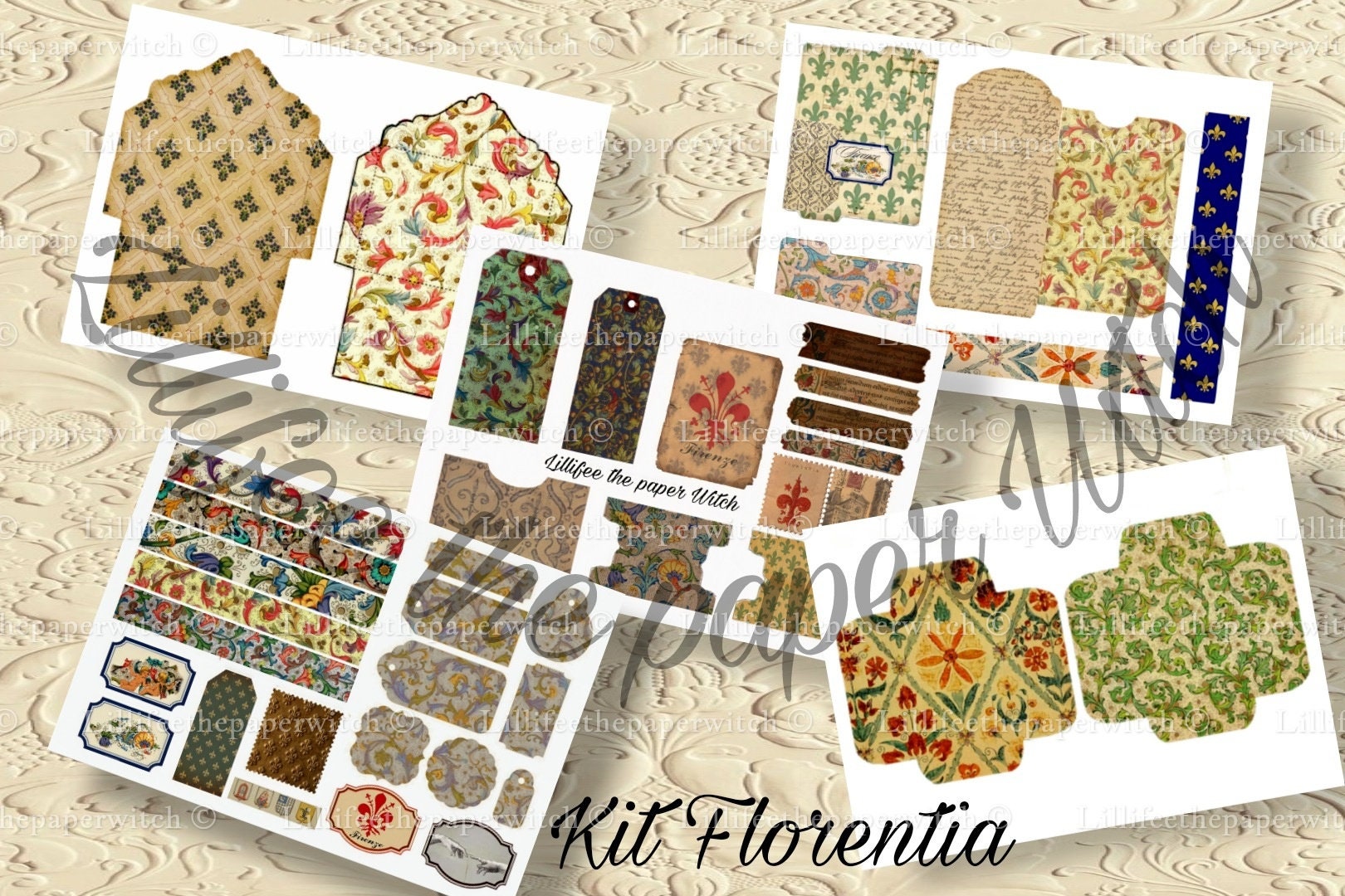 Kit Florentia, 15 Sheets Digital Kit, Ephemera, Paperlove, Florentine Paper, Junkjournaling ...