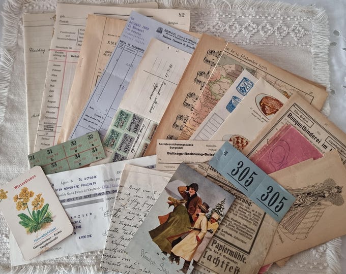 Vintage Ephemera Bundle – 20 Pieces Antique Paper Pack – 1930s 1940s ...