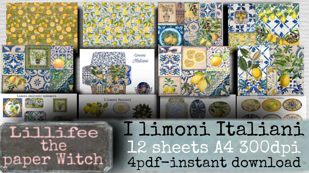 Italian Lemons, Paperkit, Mediterranean Style, Papercraft, Collage ...
