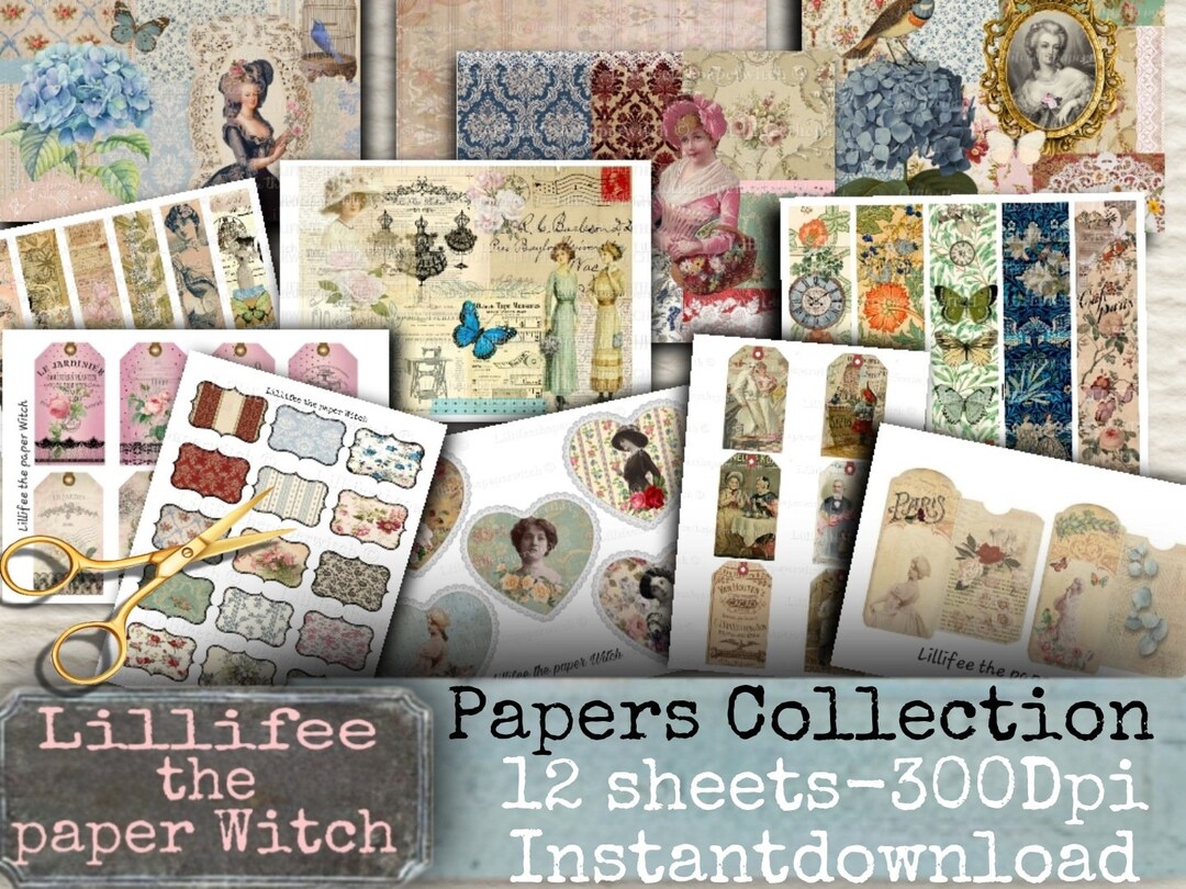 Papers Collections ,tags,envelope,strips,victorian,marie Antoinette ...