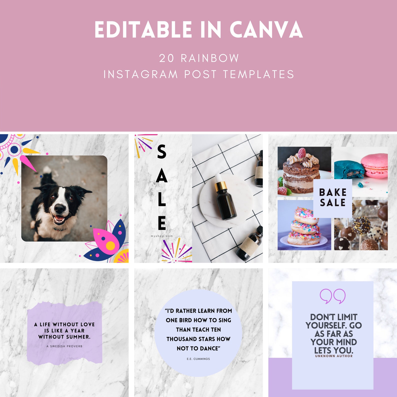 19 Instagram Post Templates For Canva Creative Ig Quotes Etsy