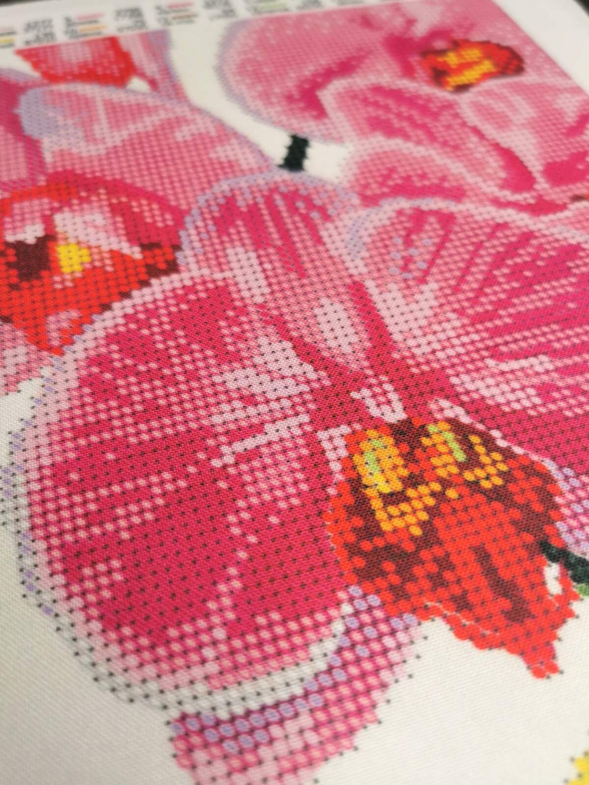 Orchid Flower Embroidery DIY Bead Kit - Etsy UK