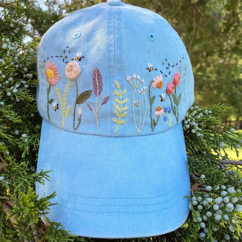 Hand Embroidered Hat - Etsy