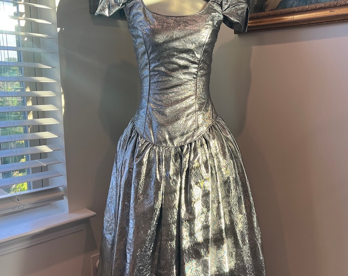 1980s Does Futuristic Meets Baroque | Metallic Silver 80s Pageant Prom ...