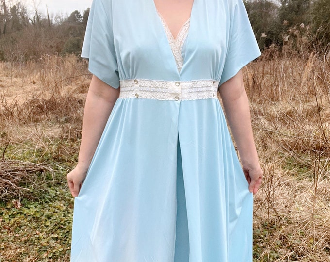 1960s Sky Blue Peignoir Set by Shadowline | 60s Lingerie | Matching ...