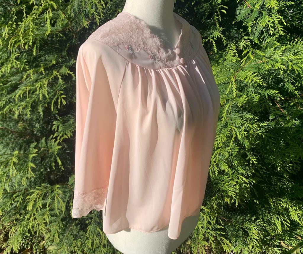 Vintage 1970s Pale Pink Bed Jacket by Shadowline Size S 70s Lingerie - Etsy