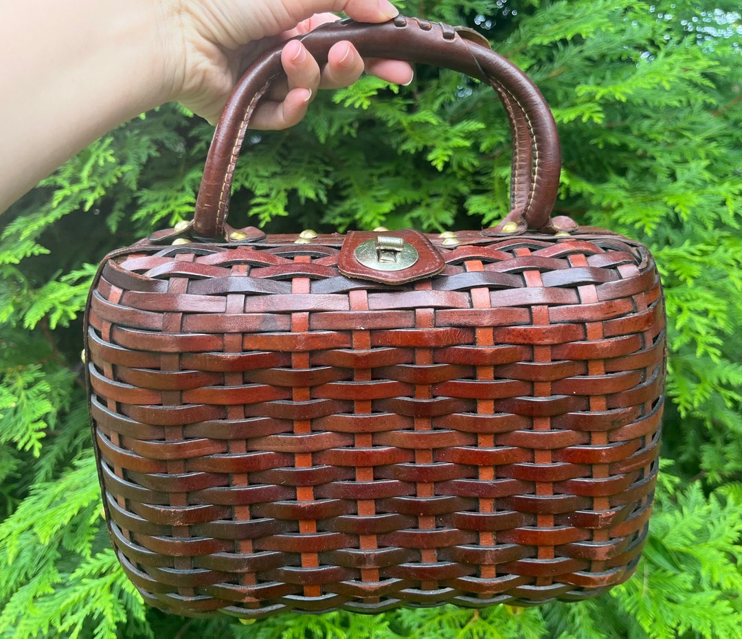 1950s Woven Leather Handbag by Stylecraft of Miami - Etsy