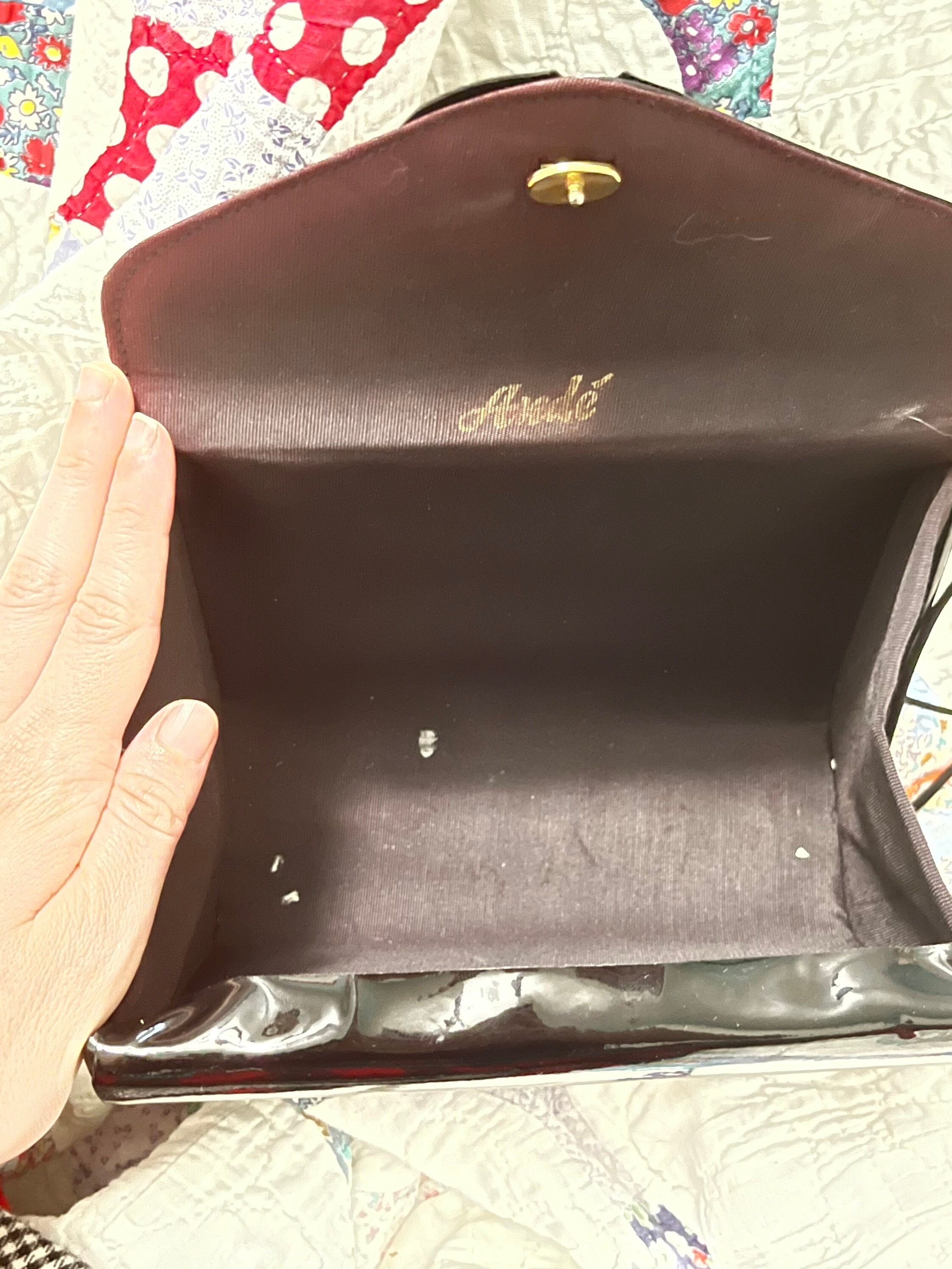 1950s Shiny Black Handbag by Andé 50s Purse With Long Strap - Etsy