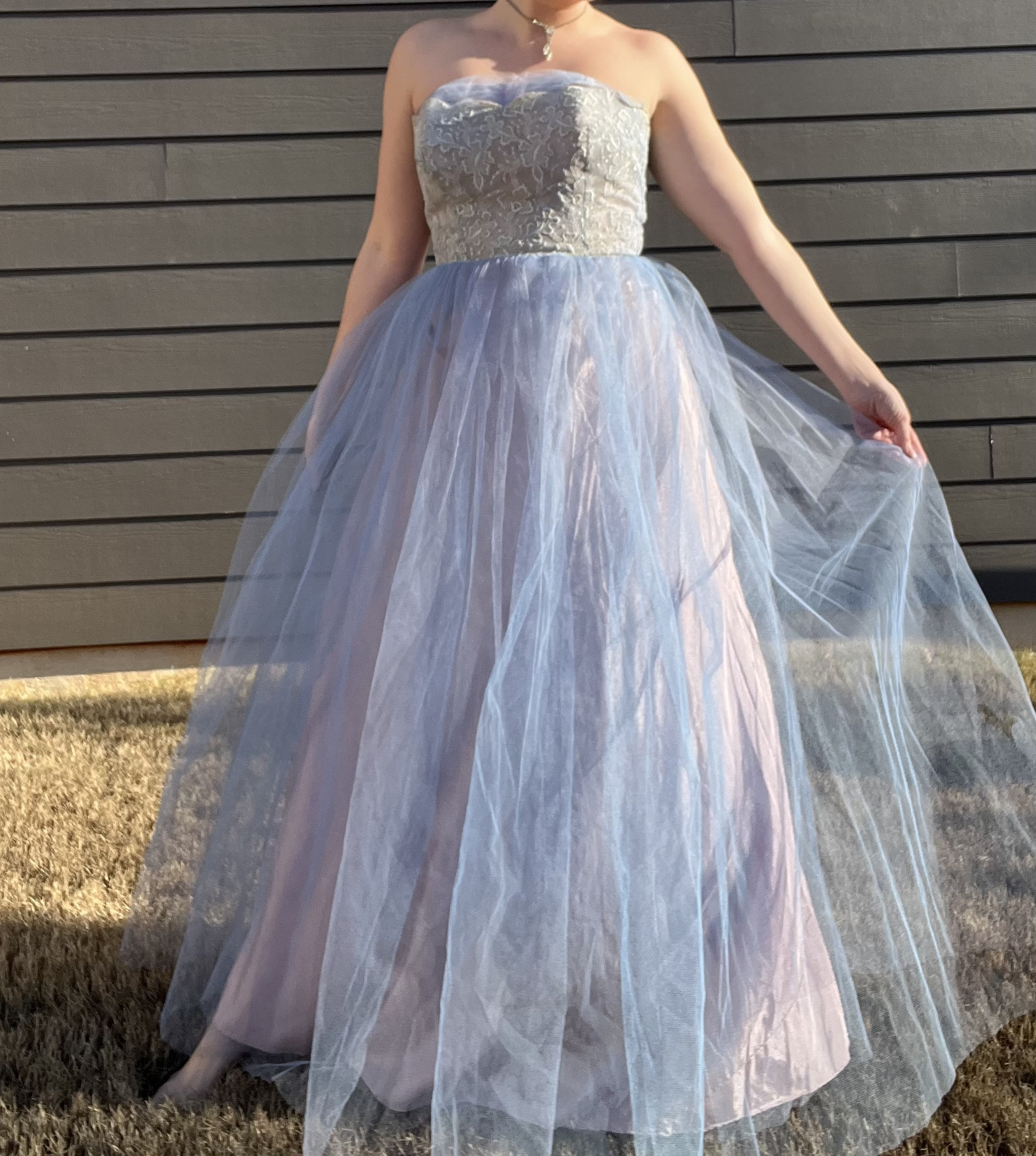 1950s Periwinkle Prom Dress Strapless Cupcake Tulle Gown Fairytale ...