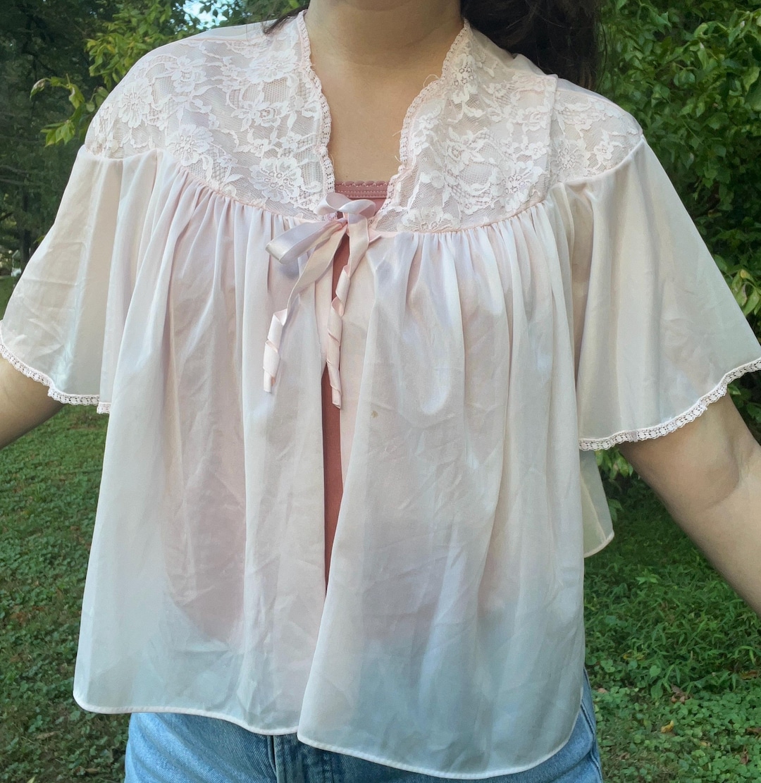 1950s Light Pink Bed Jacket by Vanity Fair | Size Medium | 50s Nylon ...