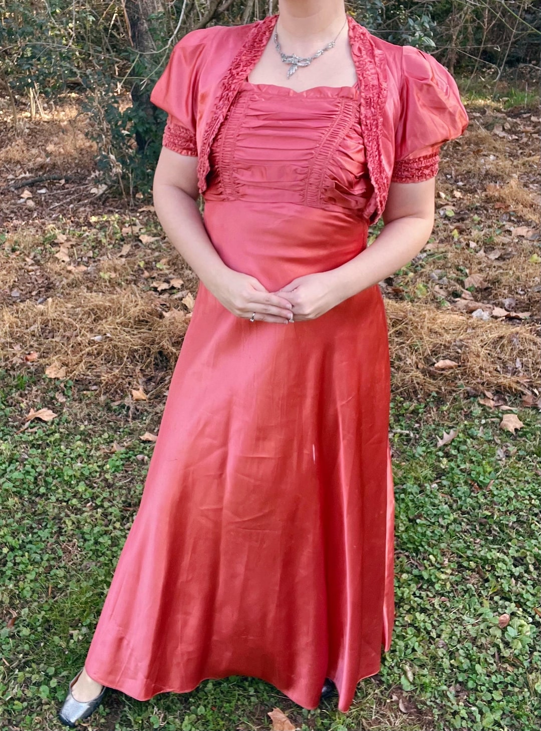 1930s Cranberry Pink Gown With Matching Bolero - Etsy