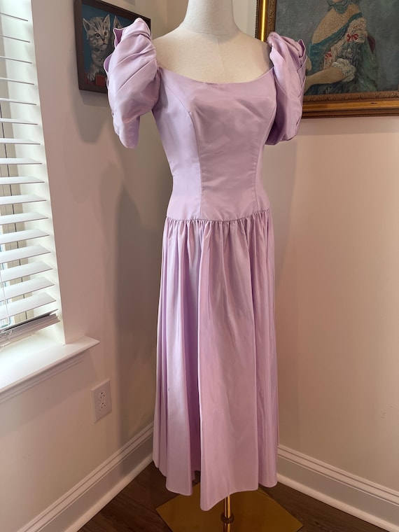 1970s 1980s Light Purple Prom Dress Formal Gown with … - Gem