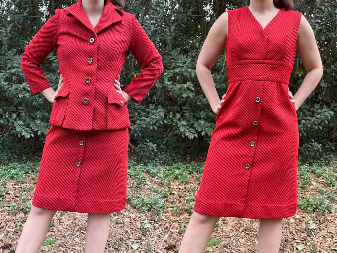 1970s Red Suit by Alex Garay Ltd. 70s Dress With Matching Blazer - Etsy