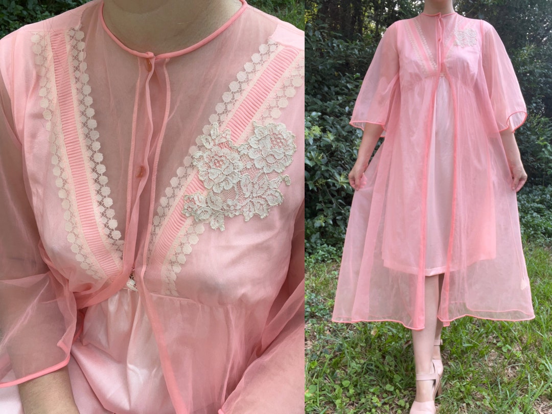 1960s Sheer Pink Peignoir Robe by Pinehurst Lingerie - Etsy