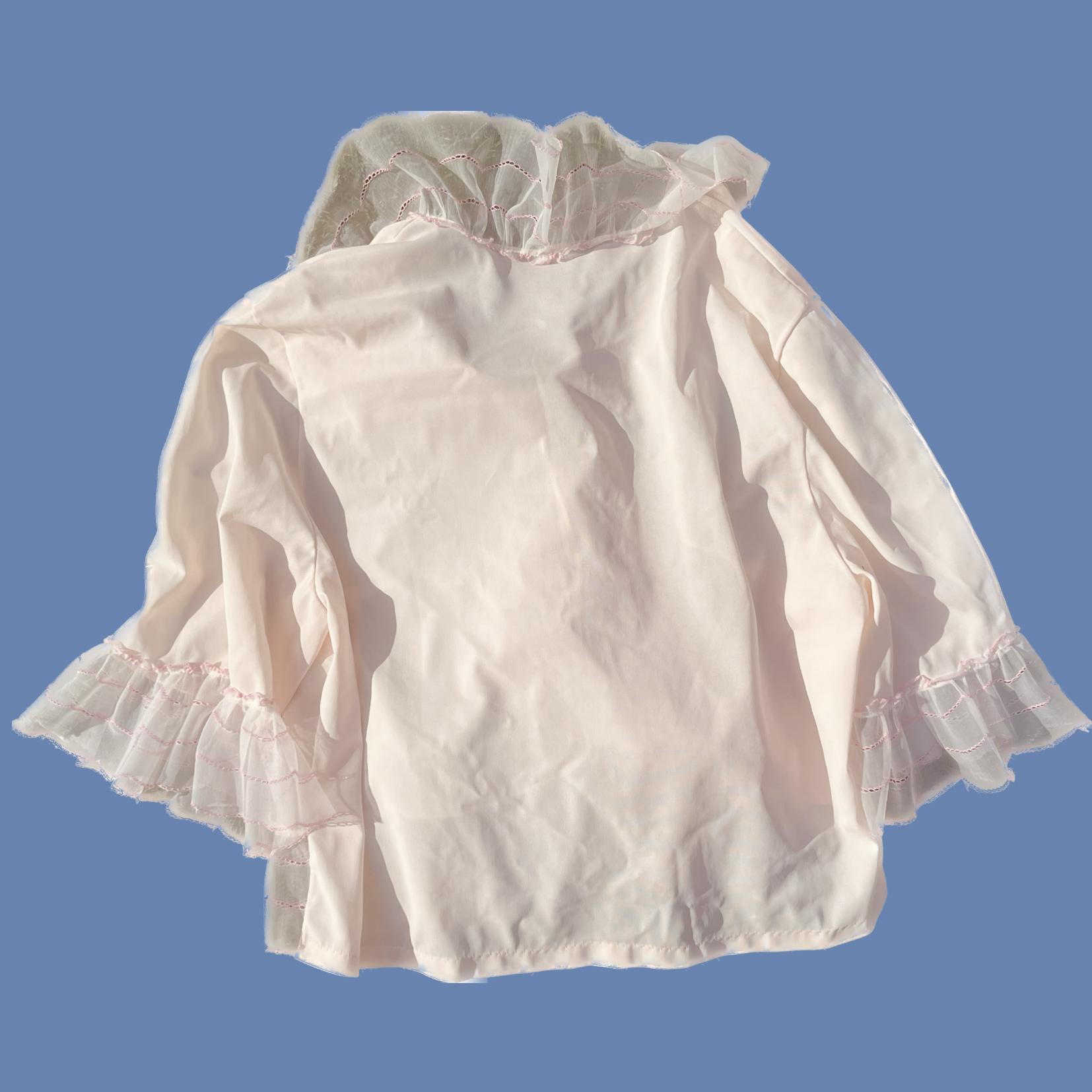 1950s Light Pink Ruffled Nylon Bed Jacket by Stella Faqin | Vintage ...