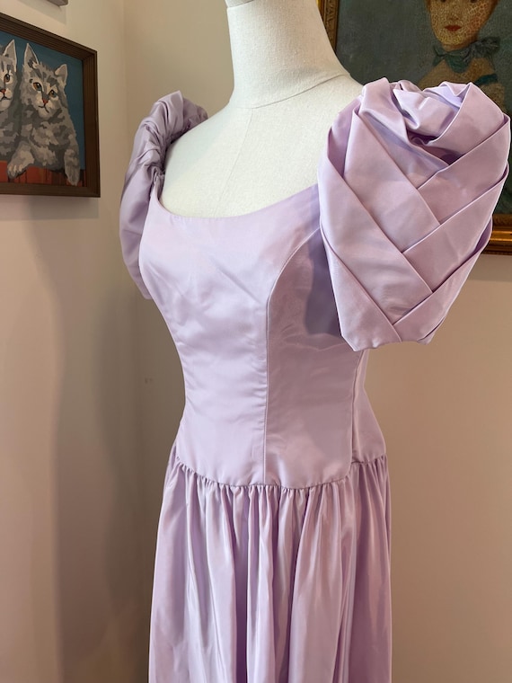 1970s 1980s Light Purple Prom Dress Formal Gown with … - Gem