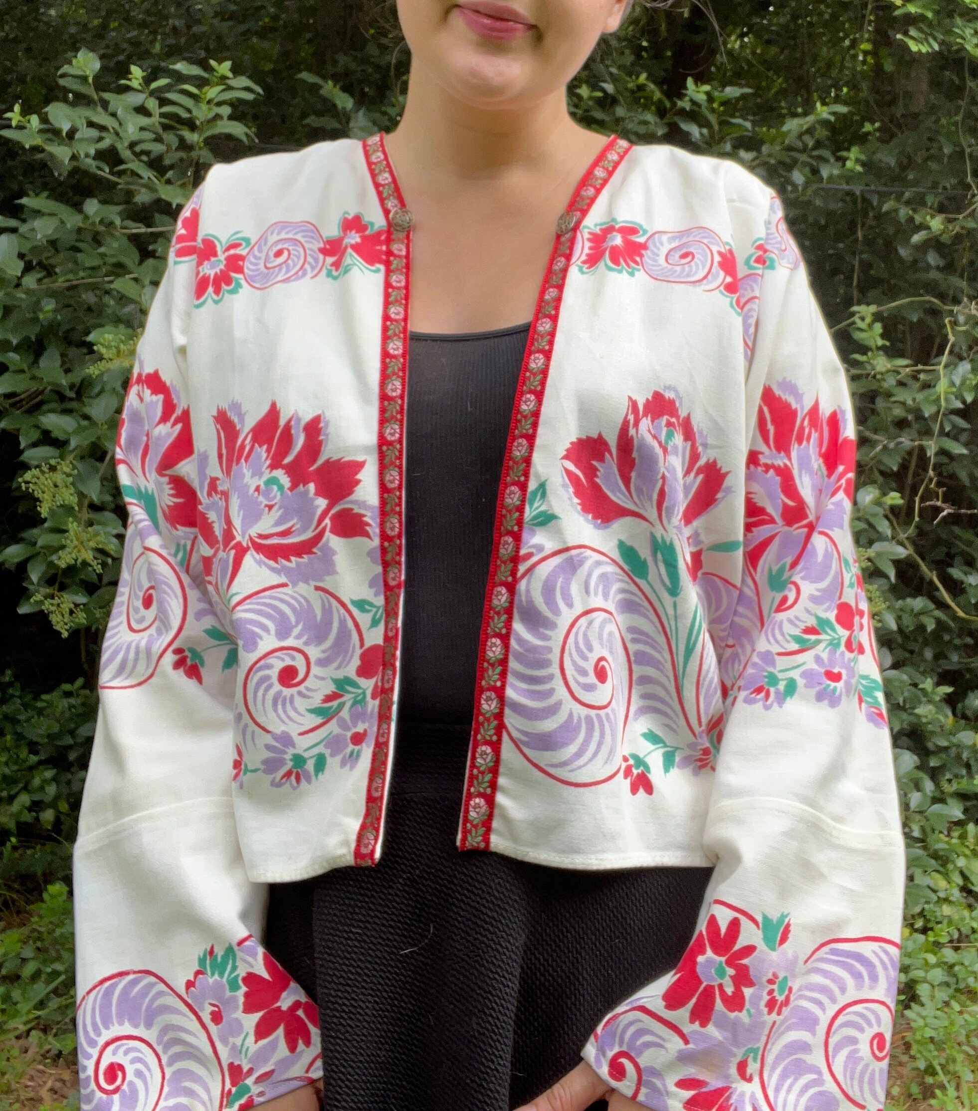 1940s Tablecloth Upcycled Into Handmade Jacket - Etsy