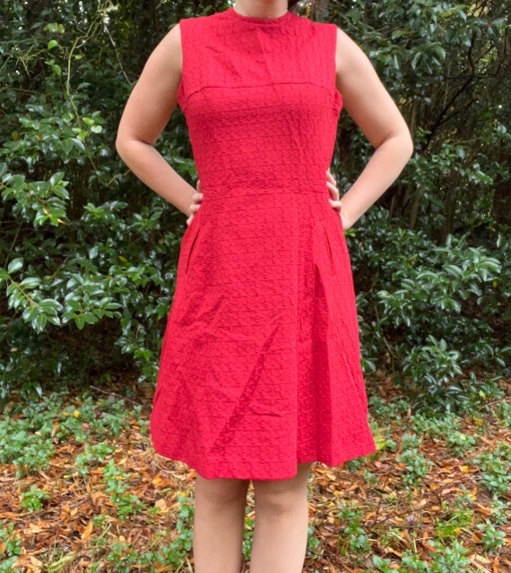 1960s Textured Red Mod Dress by Kay Windsor - Gem