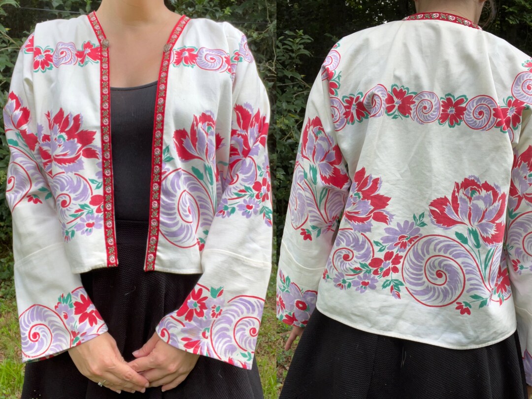 1940s Tablecloth Upcycled Into Handmade Jacket - Etsy