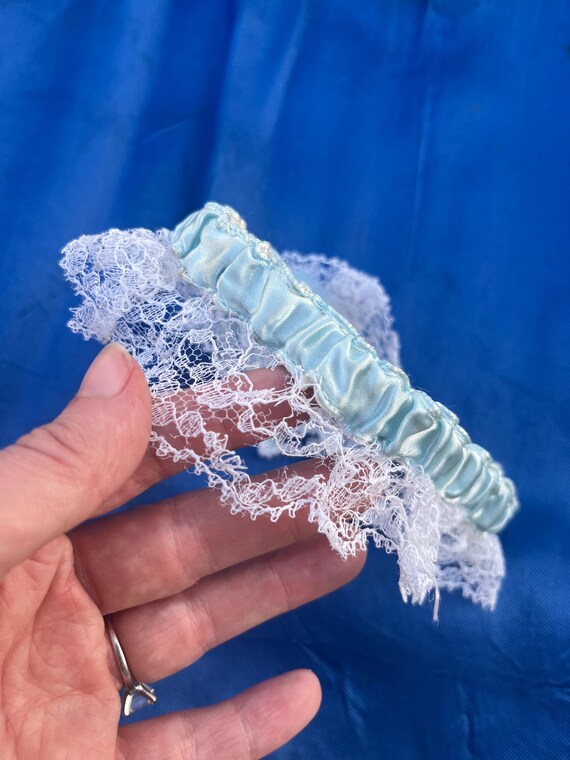 1950s Wedding Garter in Lace and Satin with Pearly Ri… - Gem
