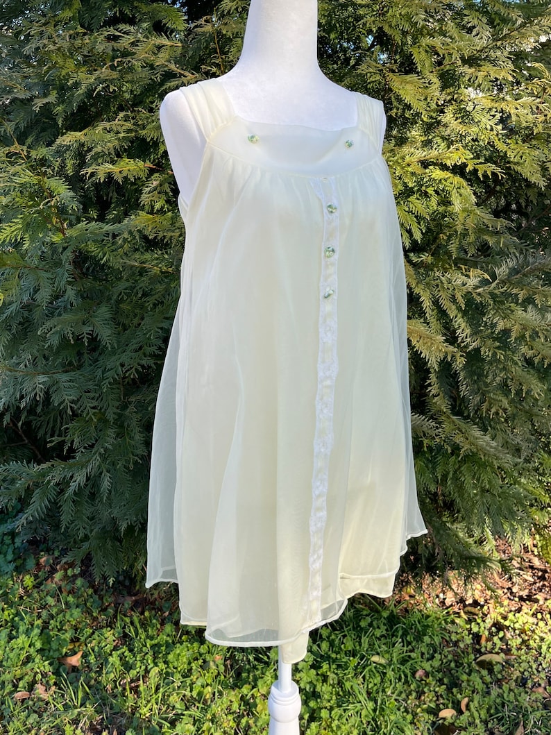 1960s Nightgown in Pastel Yellow Nylon Dressmaker Designed - Etsy