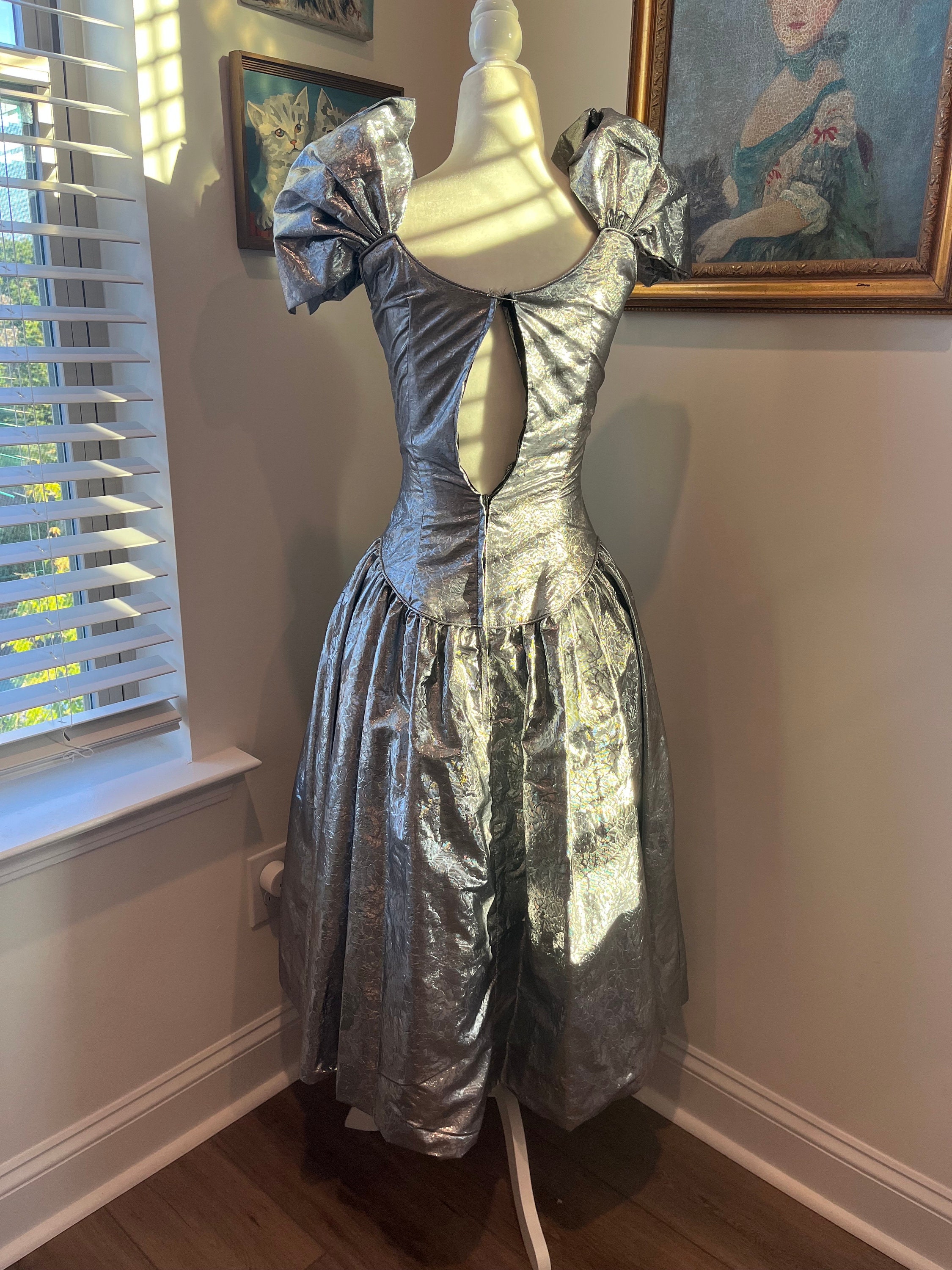 1980s Does Futuristic Meets Baroque Metallic Silver 80s Pageant Prom ...