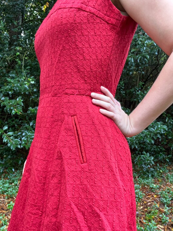1960s Textured Red Mod Dress by Kay Windsor - Gem