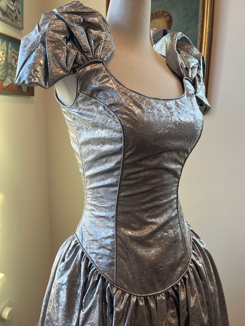 1980s Does Futuristic Meets Baroque Metallic Silver 80s Pageant Prom ...