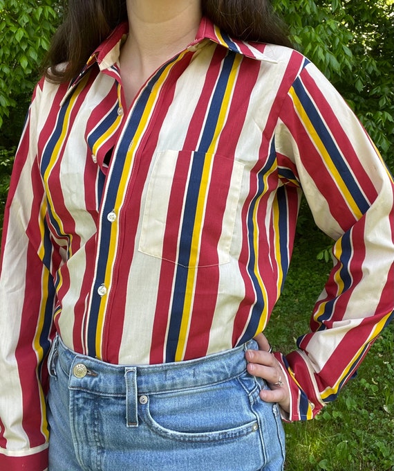 1970s Striped Shirt in Primary Colors | Mach II by Ar… - Gem