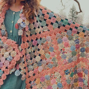 1930s Yo-yo Quilt Cotton Floral Depression Era 30s Twin Bed Cover ...