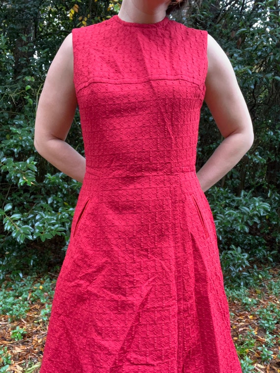 1960s Textured Red Mod Dress by Kay Windsor - Gem
