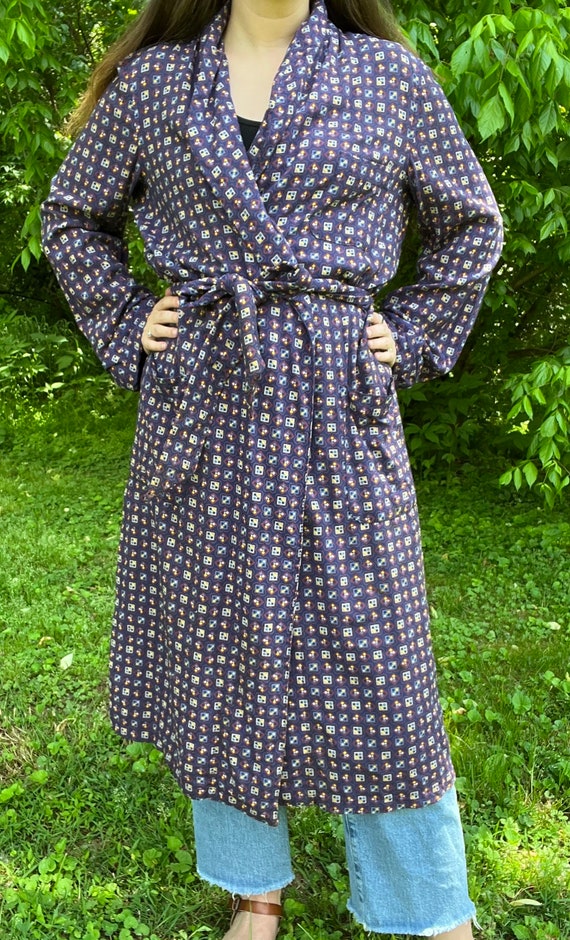 1960s Blue Patterned Bath Robe by B.V.D. - Gem