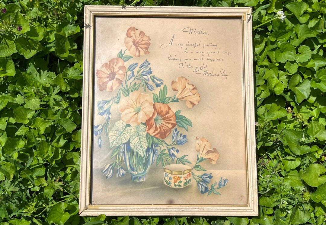 1930s Mothers Day Framed Art 30s Mother Motto Floral Art Print - Etsy