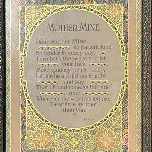 1930s Mother Poem | 30s Art Deco Mother Motto | Borin, Chicago ...