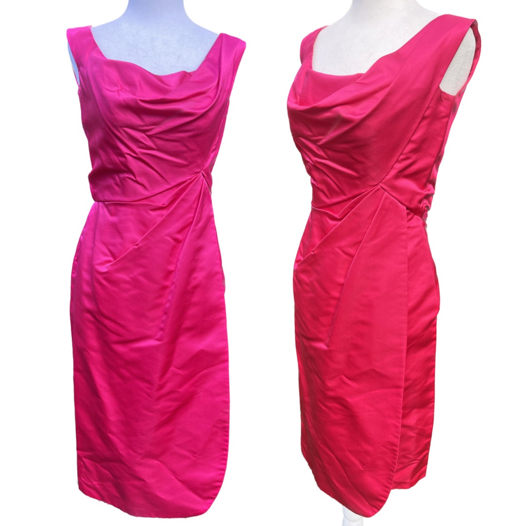 1960s Ceil Chapman Hot Pink Draped Cocktail Dress | XS - Etsy